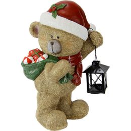 I.GE.A. Dekofigur &raquo;B&auml;r mit Lampe&laquo; Figur Statue Weihnachtsfigur Ornament Weihnachtsdeko Adventskr&auml;nze braun Magnesia B/H/T: 24cm x 37cm