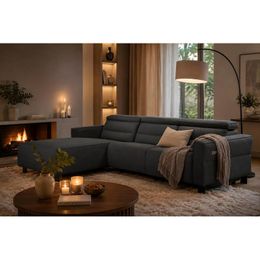 OTTO home Ecksofa &raquo;CARPARI Webstoff,L-Form,224 cm, man./elektr. Relaxfunktion&laquo; (USB A/C), sowie Kopfteilverstellung grau B/H/T: 263cm x 97cm x 179cm, 