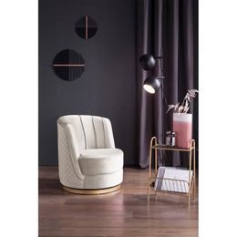 Salesfever Drehsessel &raquo;Komfortabler Drehsessel mit Stil&laquo; 360&deg; Drehfunktion beige Samt (100% Polyester), Metall Polyester Samtoptik,mit Diamantsteppung