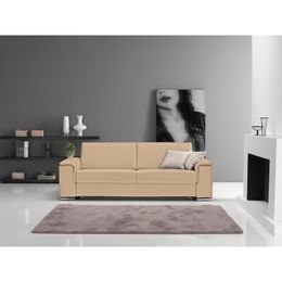 Egoitaliano 2,5-Sitzer &raquo;Cecilia, modern & elegant, erstklassiger Sitzkomfort, Breite 234cm&laquo; mit verchromten Metallf&uuml;&szlig;en beige Leder &raquo;BULL&laquo; (echtes Rindsleder). 
