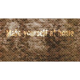 ARCHITECTS PAPER Fototapete &raquo;Atelier 47 Black Tiles&laquo; Steinoptik mit Schrift glatt Vlies, Wand, Schr&auml;ge, Decke orange Vlies B/L: 5m x 2,7m