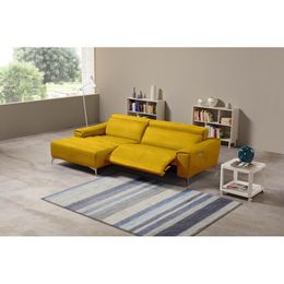 Egoitaliano Ecksofa &raquo;Suzette, Designsofa mit hohem Sitzkomfort&laquo; mit Recamiere, inkl. 1 elektronischen Relaxfunktion, L-Form gelb Luxus-Micofaser Lederoptik (100% 