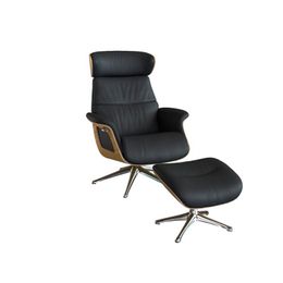 FLEXLUX Relaxsessel &raquo;Clement R&uuml;cken u. Kopfverstellung, ergonomisch, Airchannels&laquo; R&uuml;cken- & Kopfteilverstellung, Drehbar, Armlehne Eiche, Fu&szlig; Alu 