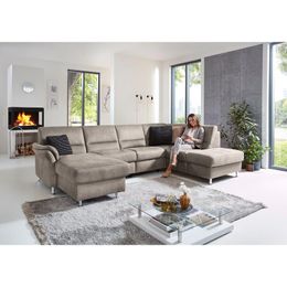 Die PlanBar Wohnlandschaft &raquo;ZE-EM16033 U-Form, Breite 316 cm&laquo; wahlweise mit Kopfst&uuml;tzen und echt bezogenem R&uuml;cken 100% Polyester B/H/T: 316cm x 203cm,