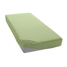 Elegante Spannbettlaken &raquo;Mako-Jersey&laquo; in hochwertiger Qualit&auml;t mit Elasthan-Anteil gr&uuml;n Mako-Jersey, Obermaterial: 97% Baumwolle, 3% Elasthan 1 Stk., Mako-