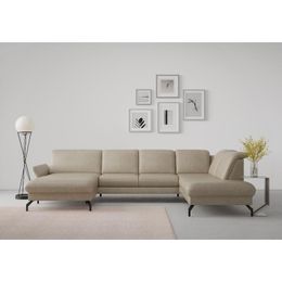 Sit & More sit&more Wohnlandschaft &raquo;Fashion U-Form&laquo; wahlweise mit Kopfteilverstellung, Vorziehsitz, motorisch, Metallf&uuml;&szlig;e beige B/H/T: 338cm x 84cm x 207cm, 