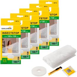 Schellenberg Fliegengitter-Gewebe &raquo;f&uuml;r Fenster ohne bohren&laquo; Set, 5 Stk. tlg. Insektenschutz mit Klettband, 100 x 130 cm, anthrazit und wei&szlig; wei&szlig; B/H: 