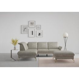 Sit & More sit&more Ecksofa &raquo;Fashion L-Form&laquo; wahlweise mit Kopfteilverstellung, Vorziehsitz, motorisch, Nickelf&uuml;&szlig;e grau B/H/T: 250cm x 84cm x 207cm, Luxus-