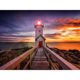 papermoon Fototapete &raquo;Annisquam Lighhouse Sunset&laquo; glatt bunt Vlies B/L: 2,5m x 1,86m, Bahnen: 5 Stk.