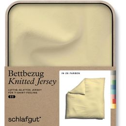 Schlafgut Bettbezug &raquo;Premium Bettbezug Knitted Jersey (1 St)&laquo; Ton-in-Ton Rei&szlig;verschluss, Bio-Baumwolle mit Elasthan, Uni, OEKO Tex gelb Jersey, Obermaterial: 95