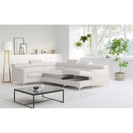 COTTA Wohnlandschaft &raquo;Sammy U-Form, B: 304 cm&laquo; Kopfteilverstellung, optional Schlaffunktion & Bettkasten wei&szlig; NaturLEDER , die R&uuml;ckseite ist mit 