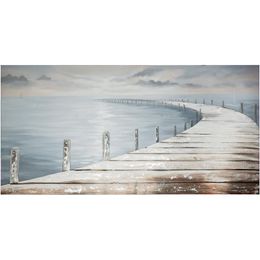 Gilde Leinwandbild &raquo;Bild rechteckig Steg&laquo; Strandbilder 1 Stk. tlg. grau Poly-Leinwand B/H/T: 150cm x 75cm x 3,6cm, Strandbilder, 1 Stk.