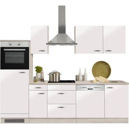Optifit K&uuml;chenzeile &raquo;Faro&laquo; Breite 270 cm, wahlweise mit E-Ger&auml;ten, mit Arbeitsplatte wei&szlig; B/H/T: 270cm x 60cm, ohne E-Ger&auml;te