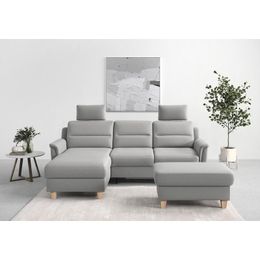 Sit & More sit&more Ecksofa &raquo;Far&ouml; L-Form&laquo; inklusive Federkern, wahlweise mit Schlaffunktion und Bettkasten grau B/H/T: 234cm x 90cm x 168cm, Luxus-Microfaser 