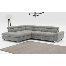 COTTA Ecksofa &raquo;Gemini L-Form, B: 312 cm&laquo; mit Kopfteilverstellung, optional Schlaffunktion grau B/H/T: 312cm x 234cm, Struktur weich, Ottomane links, 