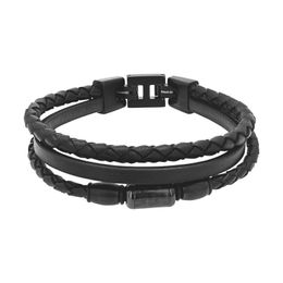 Tom Tailor Herren Tom Tailor Lederarmband &raquo;Schmuck Geschenk Edelstahl Leder Kautschuk&laquo; schwarz 22cm, Edelstahl Kautschuk Leder