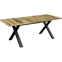 M&auml;usbacher Esstisch Metallgestell in X-Form, ausziehbar braun B/H/T: 160cm x 73cm x 90cm