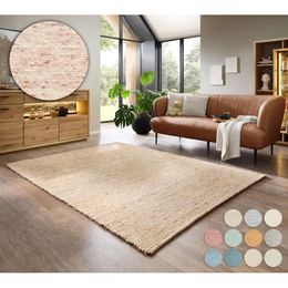 OTTO home Wollteppich &raquo;Pirker, handgewebt&laquo; rechteckig 12 mm H&ouml;he Handwebteppich, meliert, reine Wolle, Wendeteppich, Scandi, Wohnzimmer beige 