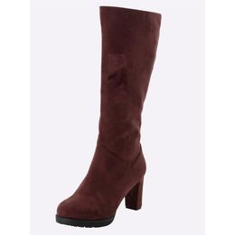sheego Damen Weitschaftstiefel, Gr. 41, braun, Lederimitat, Schuhe