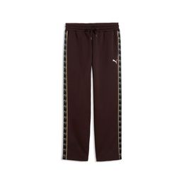 Puma Herren Trainingshose "ESS ELEVATED TAPE RELAXED SWEATPANTS FL OP", braun, Gr. M, bedruckt, Fleece, Obermaterial: 66% Baumwolle, 34% Polyester,