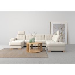 Sit & More sit&more Wohnlandschaft &raquo;Quincy U-Form&laquo; wahlweise mit Schlaffunktion und Bettkasten beige B/H/T: 312cm x 82cm x 213cm, Luxus-Microfaser, Ottomane 