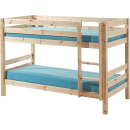 Vipack Etagenbett &raquo;Pino, inkl. Rolllattenrost, Leiter und Absturzschutz&laquo; B/H/T ca. 210x140x105cm, massiv Kiefer 2 Farben zur Wahl, optional mit Bettschublade