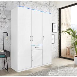 Priess Kleiderschrank wahlweise mit Kranzbeleuchtung wei&szlig; Holzwerkstoff B/H/T: 140cm x 193cm x 55cm, Schubladen: 1 Stk. mit Kranzbeleuchtung