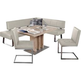 K+w Komfort & Wohnen K+W Komfort & Wohnen Eckbankgruppe &raquo;Spider II&laquo; Set, 4 Stk. tlg. langer Schenkel 195cm, 2 Freischwinger, Auszugstisch in Breite 120 cm grau B/H/T: 88cm