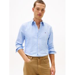 Tommy Hilfiger Herren Langarmhemd "OXFORD DOBBY", blau, Gr. M, Web, Obermaterial: 100% Baumwolle, Hemden, Button-down-Kragen, regular fit,