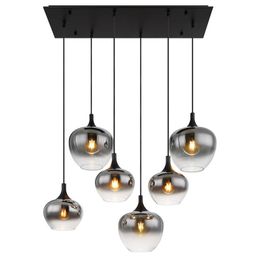 Globo LIGHTING H&auml;ngeleuchte &raquo;MAXY&laquo; E27 1 Stk. H&auml;ngeleuchte Schwarz, Rauchglas, 3 Gl&auml;ser, h&ouml;henk&uuml;rzbar, E27 6, H: 120cm, 1 Stk.