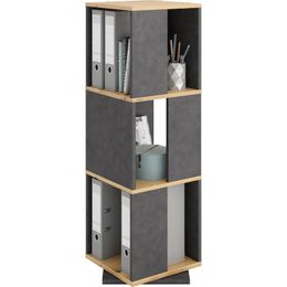 FMD Drehregal &raquo;Tower&laquo; schwarz Holzwerkstoff B/H/T: 34cm x 108cm x 34cm, 3 Stk. offene F&auml;cher