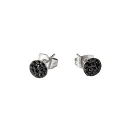 Firetti Damen Paar Ohrstecker &raquo;Schmuck Geschenk Ohrschmuck rund&laquo; mit Kristallstein schwarz 6mm, Edelstahl