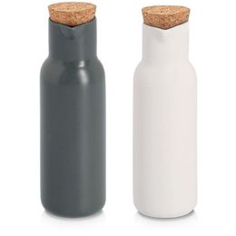 zeller Menage-Set &raquo;Essig-/&Ouml;lflasche, 2-tlg.&laquo; pr&auml;ziser Ausguss, Korkverschluss, 300 ml grau Einheitsgr&ouml;&szlig;e