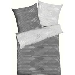 Kaeppel Wendebettw&auml;sche &raquo;Ikat&laquo; 2 Stk. angenehm w&auml;rmend grau Feinbiber, Obermaterial: 100% Baumwolle B/L: 135cm x 200cm, 1 Stk., 1 Stk., Feinbiber, B/L: 80cm x