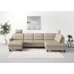 Sit & More sit&more Wohnlandschaft &raquo;Far&ouml; U-Form&laquo; inklusive Federkern, wahlweise mit Schlaffunktion und Bettkasten beige B/H/T: 325cm x 90cm x 187cm, Microfaser, 