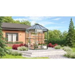 Vitavia Gew&auml;chshaus &raquo;Juno 4500, mit Stahlfundamentrahmen&laquo; Alu-Profile,3 mm Sicherheitsglas, Dach 6 mm Hohlkammerplatten gr&uuml;n B/H/T: 220,9cm x 263cm x 252,8cm