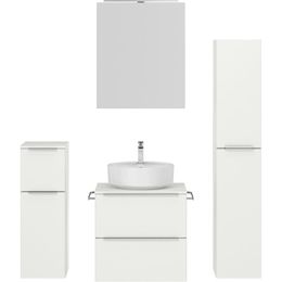 Nobilia Badm&ouml;bel-Set &raquo;Alvene&laquo; vormontiert, mit Soft-Close, 4 Stk. tlg. wei&szlig; B/H/T: 140cmcm x 184,2cmcm x 48,5cmcm, Griffe edelstahlfarbig