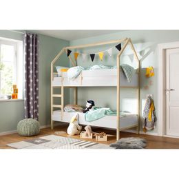 OTTO home Etagenbett &raquo;Janne&laquo; aus sch&ouml;nem massivem Kiefernholz, Etagenbett, Liegefl&auml;che 90x200 cm wei&szlig; Liegefl&auml;che B/L: 90cm x 200cm Betth&ouml;he: 37cm, 