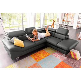 COTTA Ecksofa &raquo;Driver L-Form, B: 265 cm&laquo; Kopfteilverstellung, optional Schlaffunktion & Bettkasten schwarz Kunstleder SOFTLUX ;LEDER BEEFY (ein 