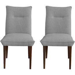 Home Affaire 4-Fu&szlig;stuhl &raquo;Atena&laquo; () Gestell aus Massivholz Buche, Bezug Teddyoptik, 2er Set grau Massivholz, Polyester B/H/T: 52,5cm x 92cm x 64cm, 