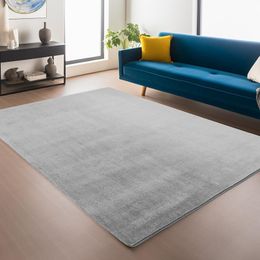 Ayyildiz Teppiche Teppich &raquo;JOY 1400, auch als L&auml;ufer und in Rund erh&auml;ltlich&laquo; rechteckig 11 mm H&ouml;he besonders weich, uni Kurzflor, Wohnzimmer, Kinderzimmer silber 