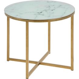 ACTONA GROUP Beistelltisch &raquo;Alina&laquo; 1 Stk. tlg. Geh&auml;rtete Glasplatte mit echt wirkender Marmoroptik gold B/H/T: 50cm x 42cm x 50cm, rund
