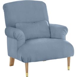 Home Affaire XXL-Sessel &raquo;Cholet Sessel&laquo; mit Zierkissen und Beinen aus Eiche, Bezugsqualit&auml;t: Baumwollmix, Big blau Baumwollmix (40% Baumwolle/60% 