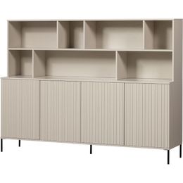 Woood Buffet &raquo;Gravu&laquo; New Gravure H&auml;ngeschrank, FSC-Kiefer bietet Stauraum und Pr&auml;sentation beige Massivholz Staub, B/H/T: 200cm x 150cm x 44cm, Dust 