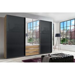 wimex Schwebet&uuml;renschrank &raquo;Magic by fresh to go&laquo; grau B/H/T: 300cm x 216cm x 65cm, Schubladen: 3 Stk. T&uuml;ren: 4 Stk. Griffleisten chromfarben