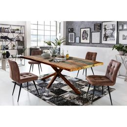 Sit Esstisch &raquo;Riga Altholz Massivholz mit Stern-Gestell & Unikat-Charakter&laquo; Massives Altholz mit markantem Stern-Gestell braun B/H/T: 200cm x 76cm x 