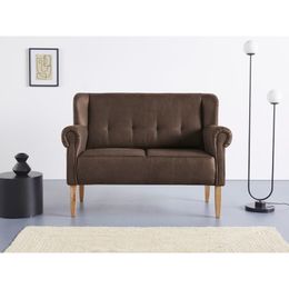 Home Affaire K&uuml;chensofa &raquo;Moro Couch mit Federkern, bequem, Breite 142cm&laquo; in verschiedenen Stoffen und Farben braun Microfaser in Antiklederoptik (100%