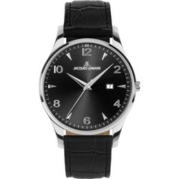 Jacques Lemans Herren Quarzuhr &raquo;London&laquo; Armbanduhr, Herrenuhr, analog, Tag schwarz Einheitsgr&ouml;&szlig;e