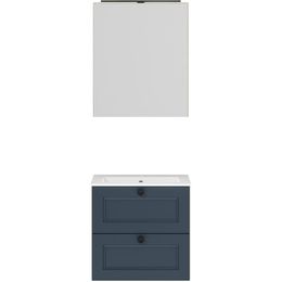 Nobilia Badm&ouml;bel-Set &raquo;Cascada&laquo; Set, mit Waschbecken, inkl. Spiegelschrank mit Beleuchtung, 2 Stk. tlg. blau B/H/T: 61cmcm x 169cmcm x 48,7cmcm