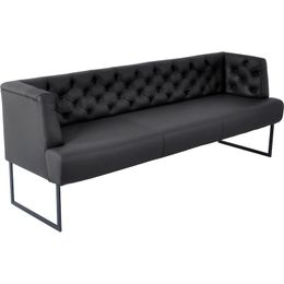K+w Komfort & Wohnen K+W Komfort & Wohnen Polsterbank &raquo;Creso&laquo; im modernen Chesterfield-Look, mit schwarzen Kufenf&uuml;&szlig;en schwarz Bronco: Nappaleder pigmentiert, Dickleder, 1,